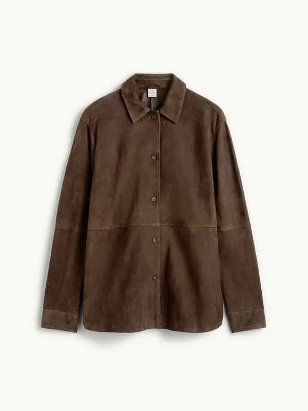TOTEME Soft Suede Overshirt - Bark