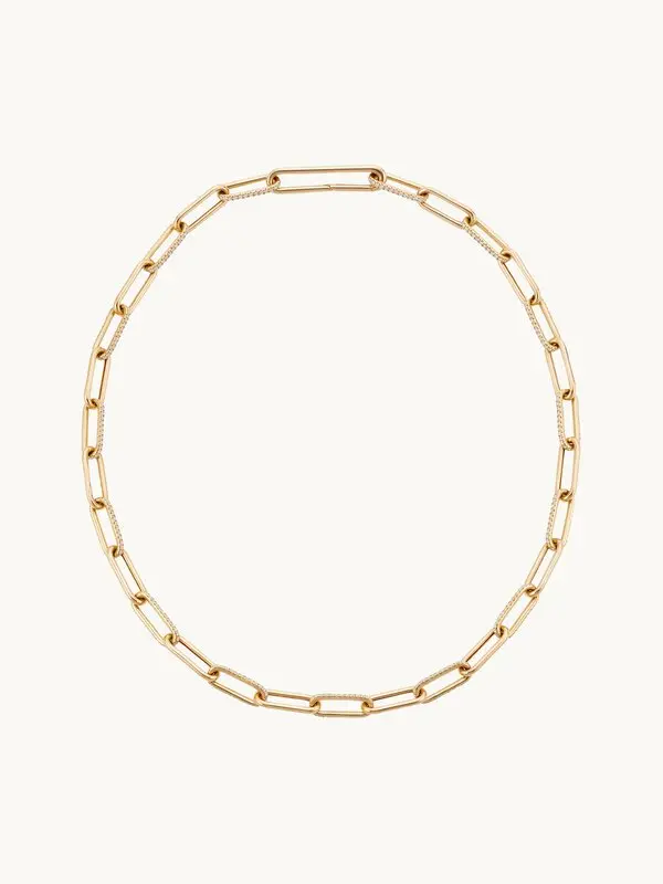 GWYN Deven Pavé Link Necklace - Yellow Gold,white Diamond