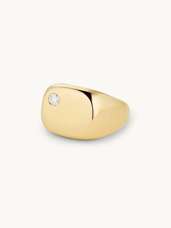 GWYN Sydney Pinkie Ring - Yellow Gold,white Diamond