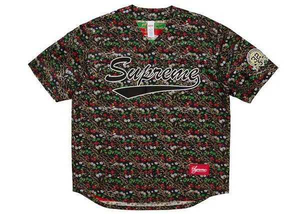Supreme Floral Jacquard Baseball Jersey - Black