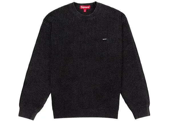 Supreme Washed Small Box Waffle Sweater - Black