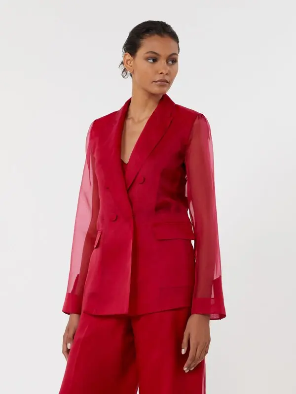 Max Mara Silk Organza Blazer - Geranium