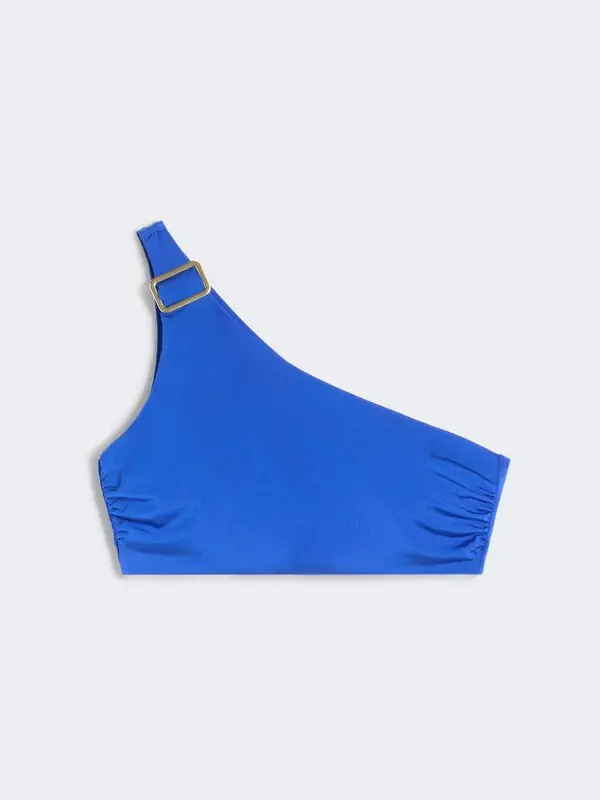 Max Mara Shiny Jersey One-shoulder Bikini Top - Cornflower Blue