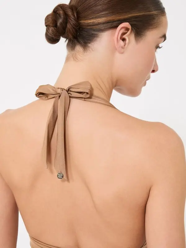 Max Mara Gathered Jersey One-piece Swimsuit - Camel