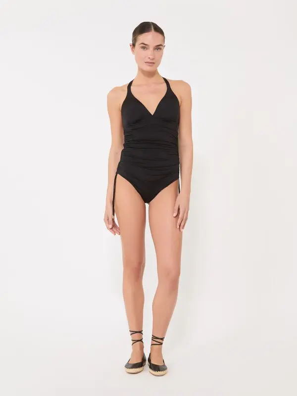 Max Mara Gathered Jersey One-piece Swimsuit - Black
