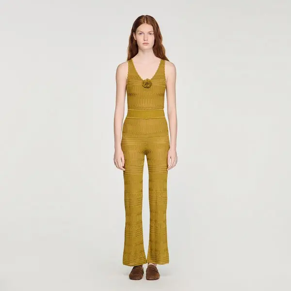 Sandro Pointelle Knit Trousers