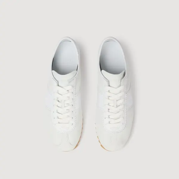 Sandro Leather And Suede Low-top Sneakers - White