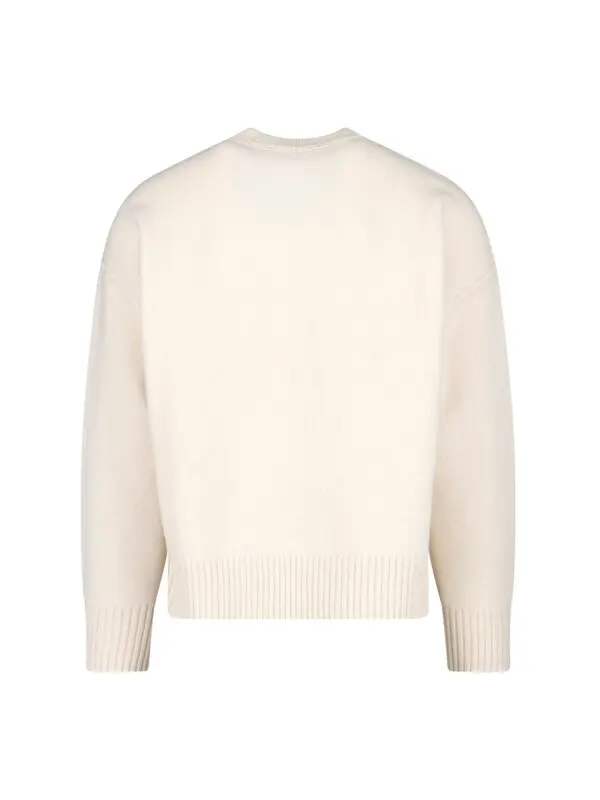 AMI Paris De Caur" Wool Sweater - Cream