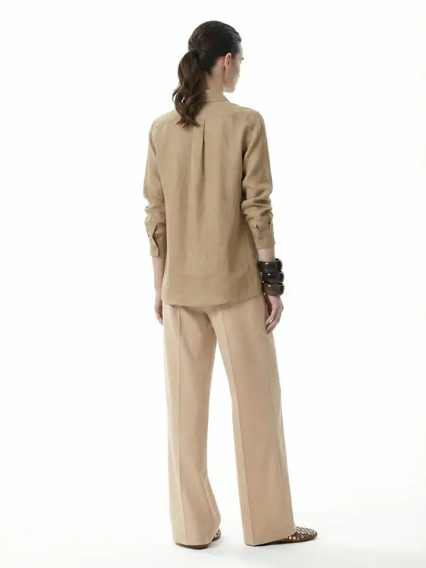 RÓHE Wide Virgin Wool Pants - Beige