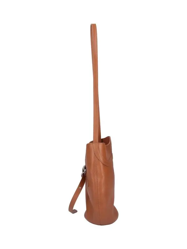LIFFNER Medium Belted Bucket Bag In Hammered Calf Leather