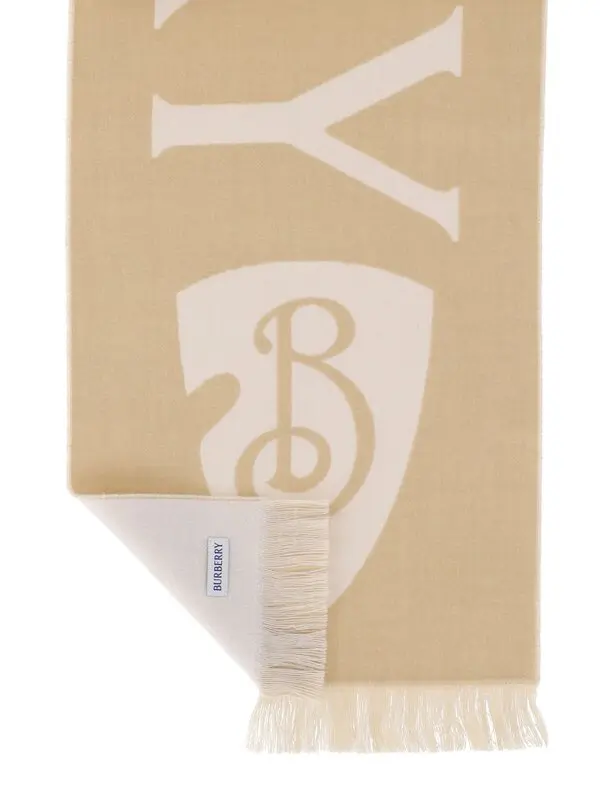 Burberry Reversible Scarf "b Shield - Beige
