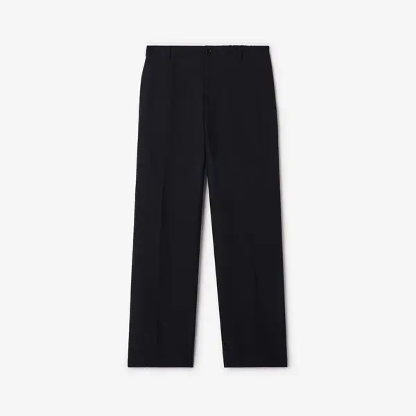 Burberry Cotton Linen Tailored Trousers - Navy