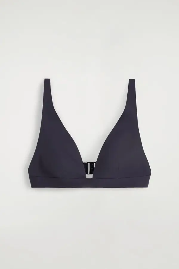 Cos Bonded-scuba V-neck Bikini Top - Navy