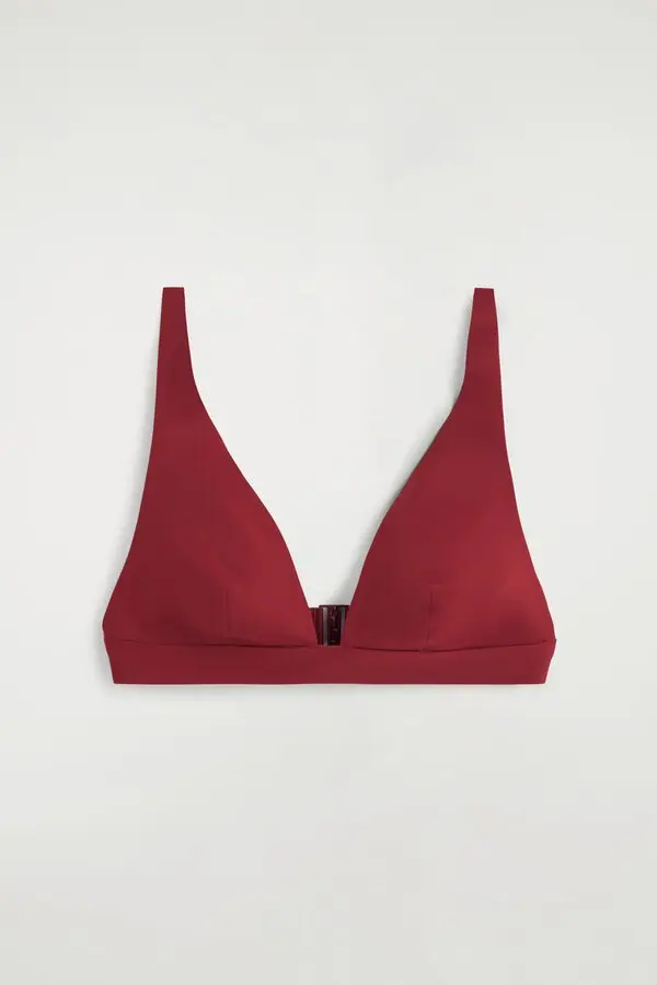 Cos Bonded-scuba V-neck Bikini Top - Red