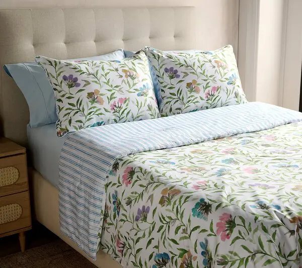 ODE TO COLOR By Lori Weitzner Floral Comforter& Sham Set-queen - One-color