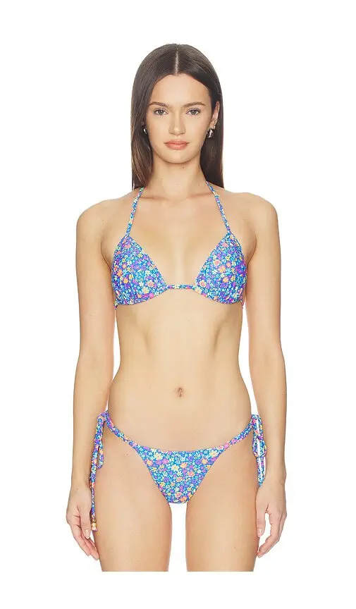 KULANI KINIS Padded Bind Triangle Bikini Top - Electric Bloom