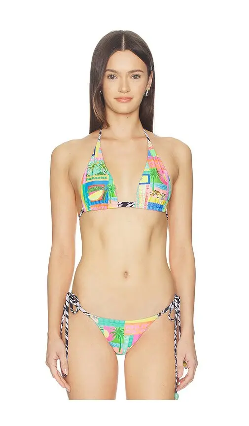 KULANI KINIS Twin Ruched Halter Bikini Top - Sun Honey