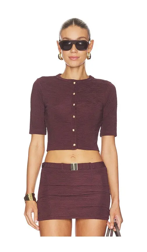 LA PORTE Lisa Cropped Cardigan - Fudge