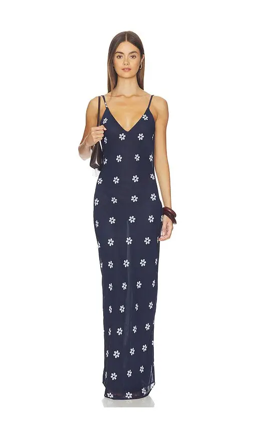 BELLA VENICE The Jordan Long Dress In Navy - Flower