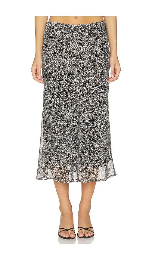 BELLA VENICE The Lawson Skirt In Charcoal,brown - Cheetah