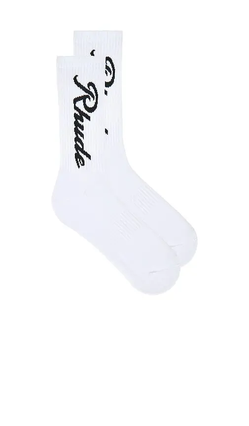 Rhude Destinado Script Socks - White & Black