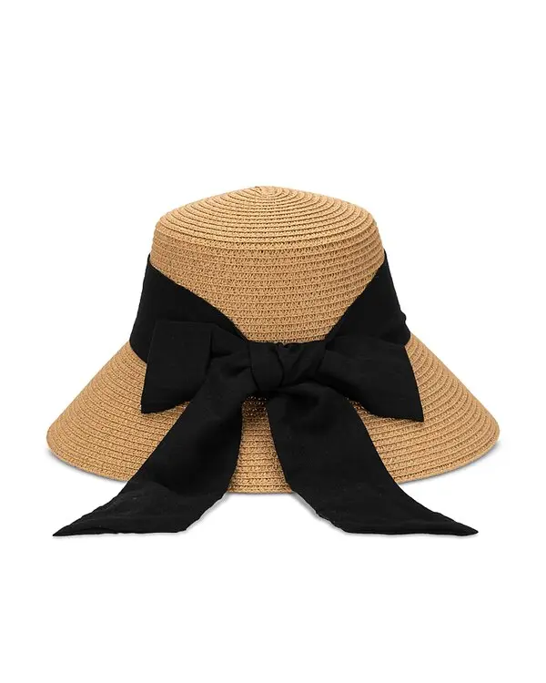 San Diego Hat Straw Hat With Scarf And Bow Detail - Natural Black