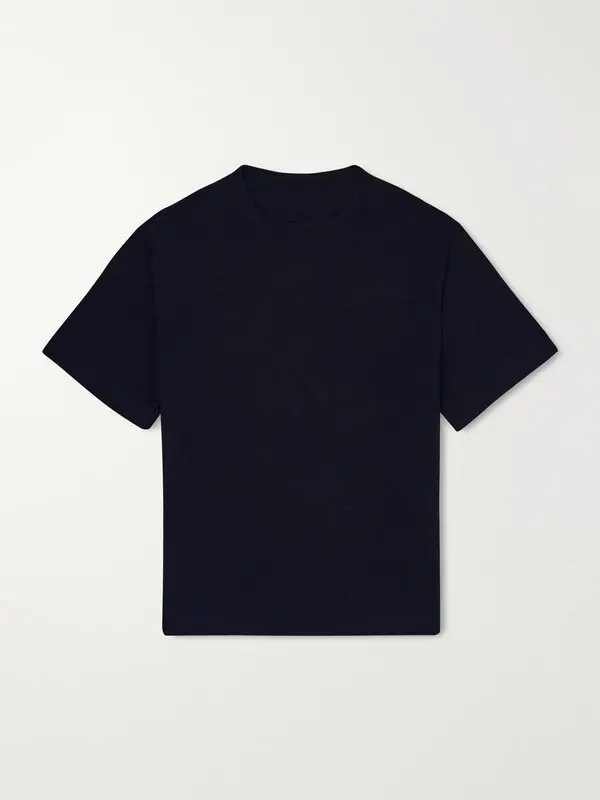 STOFFA Knitted Cotton T-shirt - Blue