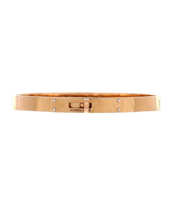 Hermès Small Kelly Bracelet In 18k Rose Gold With Diamonds - Pink