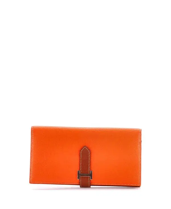 Hermès Long Bearn Wallet Chevre Mysore - Orange
