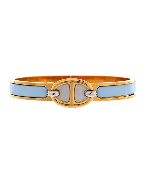 Hermès Mini Clic Chaine D'ancre Bracelet Metal And Enamel - Enamel/silver Tone