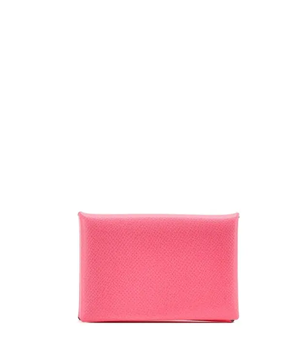 Hermès Calvi Duo Card Holder Epsom - Pink