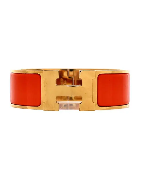 Hermès Wide Clic Clac H Bracelet Metal And Enamel - Enamel/silver Tone