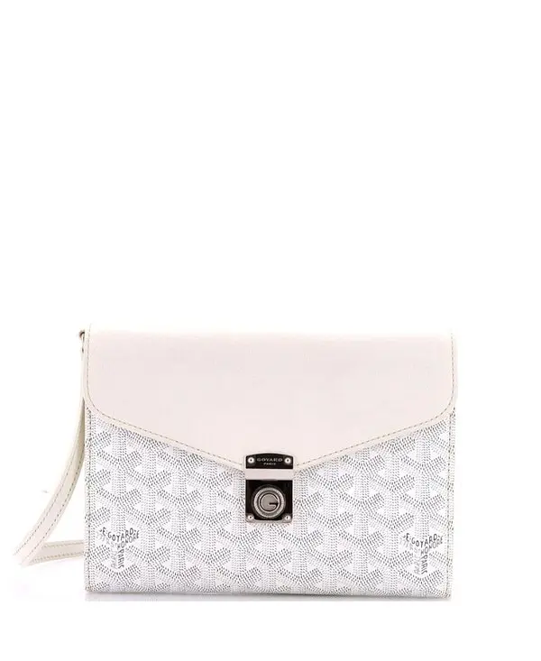 Goyard Chypre Wallet On Strap Coated Canvas With Leather - White