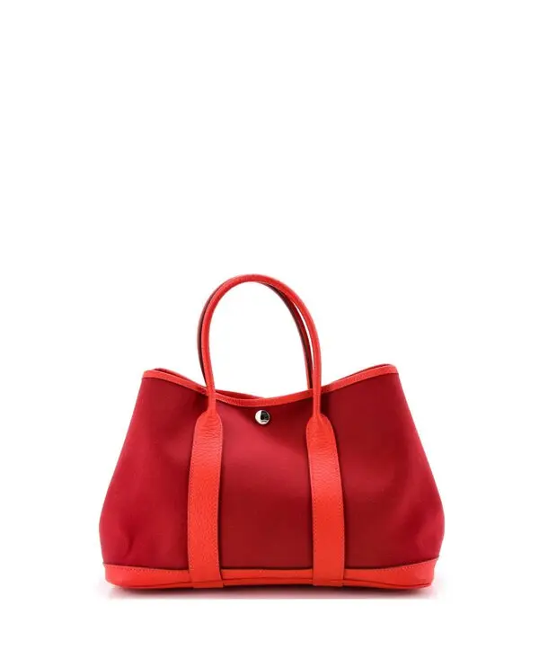 Hermès 30 Garden Party Tote Toile And Leather - Red