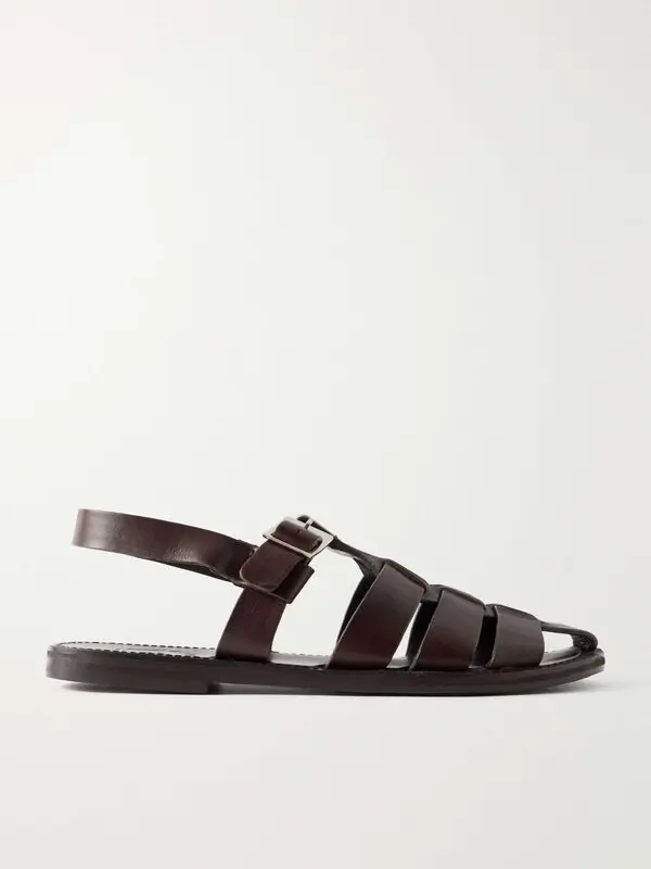 Grenson Quinton Leather Fisherman Sandals - Brown