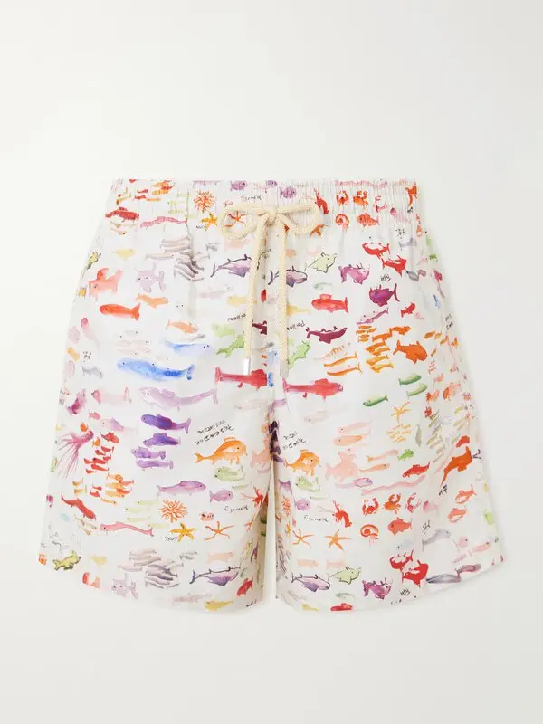 Vilebrequin Moorea Straight-leg Mid-length Printed Swim Shorts - Cream