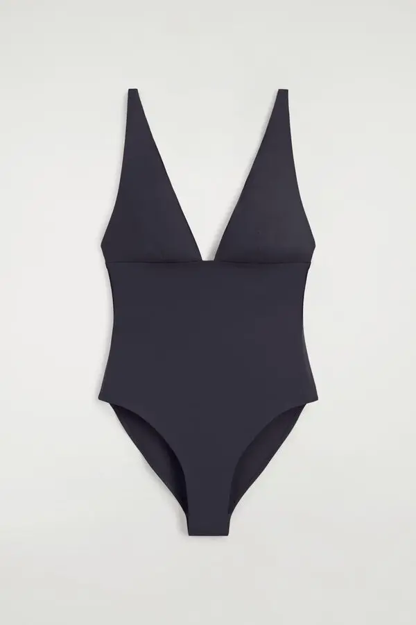 Cos Bonded-scuba V-neck Swimsuit - Navy