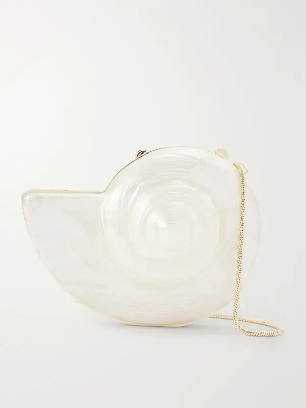 Simkhai Marion Shell Acrylic Clutch - Cream