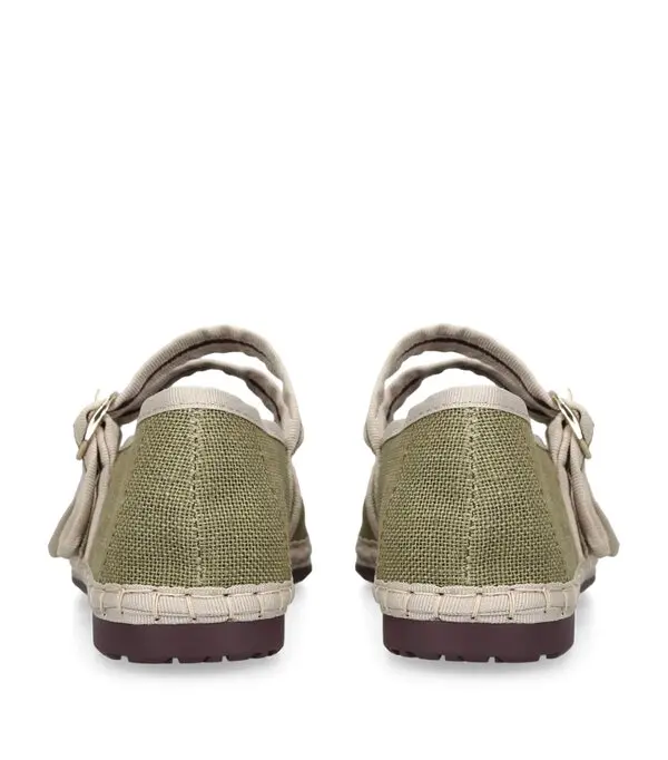 FLABELUS Linen-blend Claire Ballet Flats
