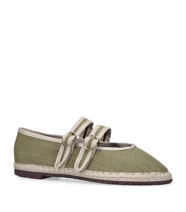 FLABELUS Linen-blend Claire Ballet Flats