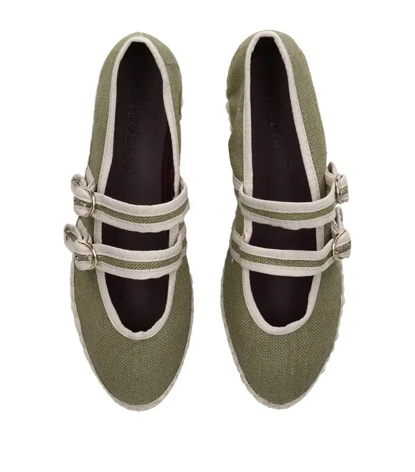 FLABELUS Linen-blend Claire Ballet Flats