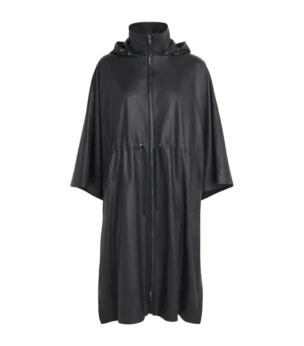 YVES SALOMON Lambskin Waterproof Hooded Cape Coat