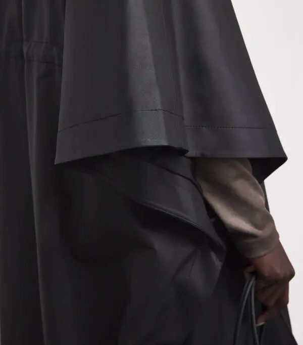 YVES SALOMON Lambskin Waterproof Hooded Cape Coat