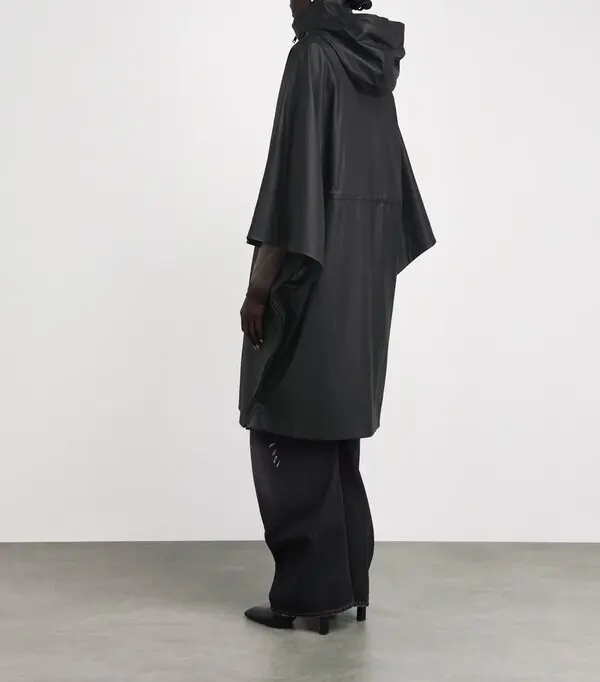 YVES SALOMON Lambskin Waterproof Hooded Cape Coat