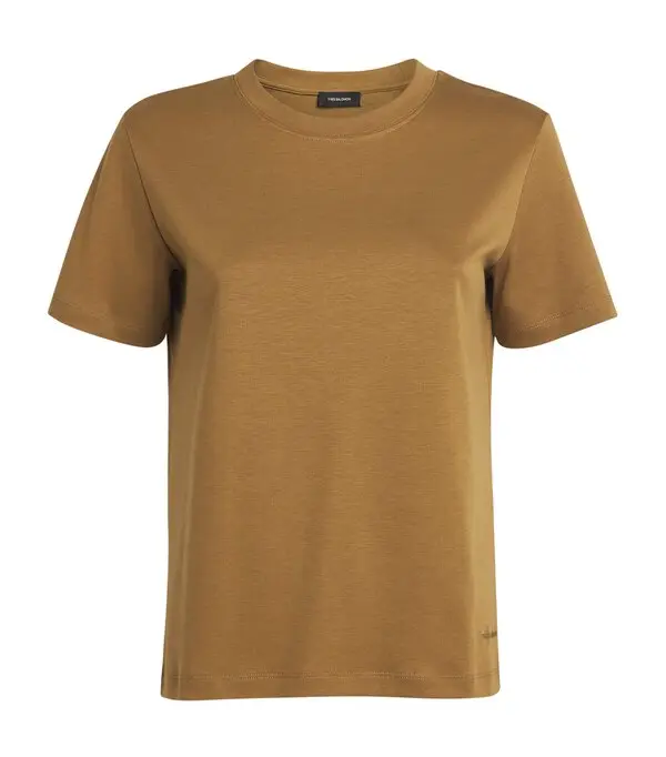 YVES SALOMON Pima Cotton-silk Interlock T-shirt - Beige