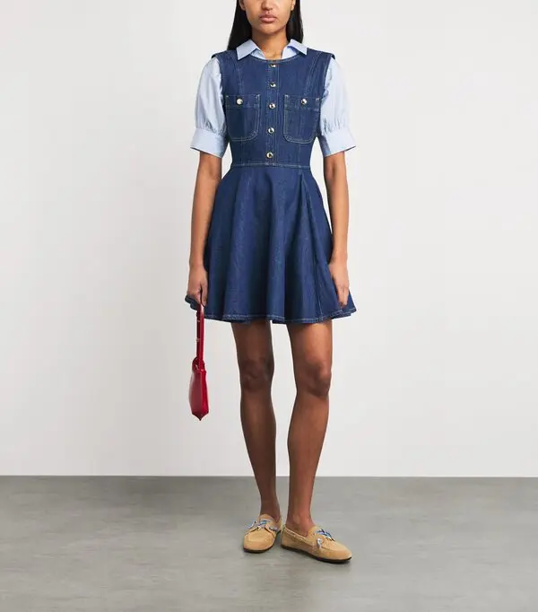 Maje Denim Flared Mini Dress