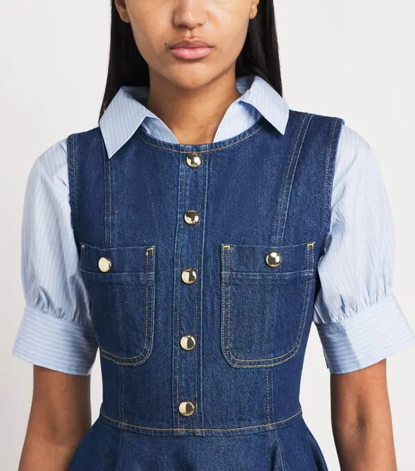 Maje Denim Flared Mini Dress
