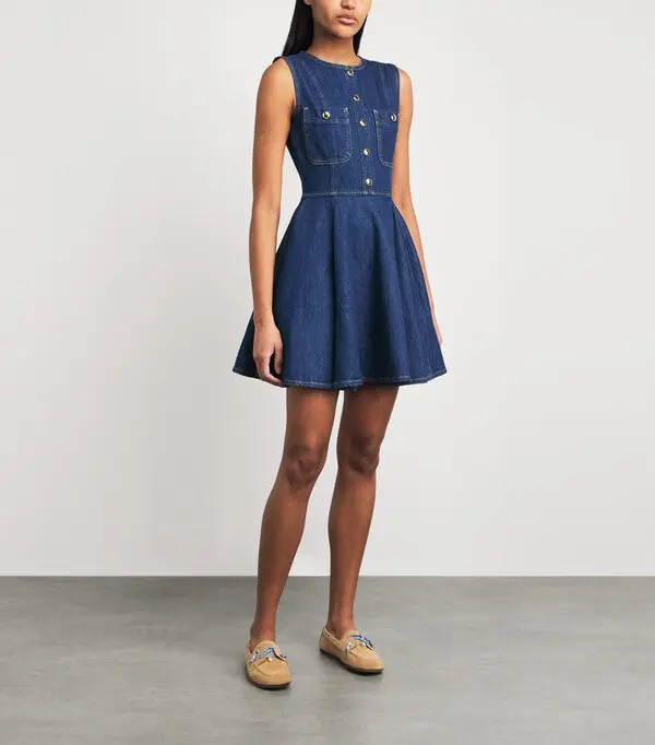 Maje Denim Flared Mini Dress
