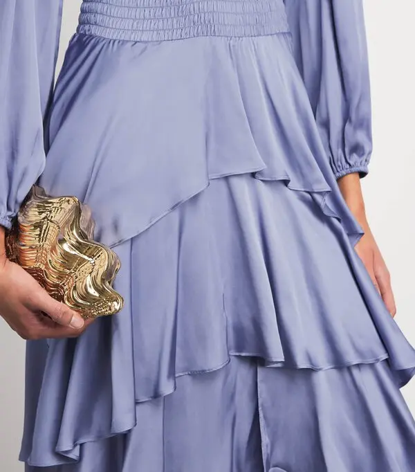Maje Ruffled Midi Dress - Blue