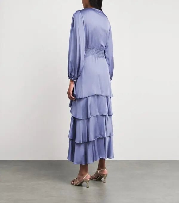Maje Ruffled Midi Dress - Blue